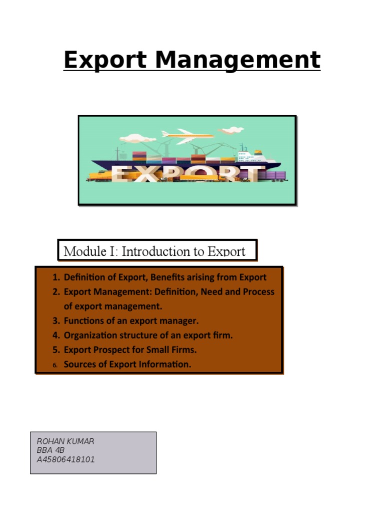 Overview of Export Management Principles | PDF | Exports | Economics