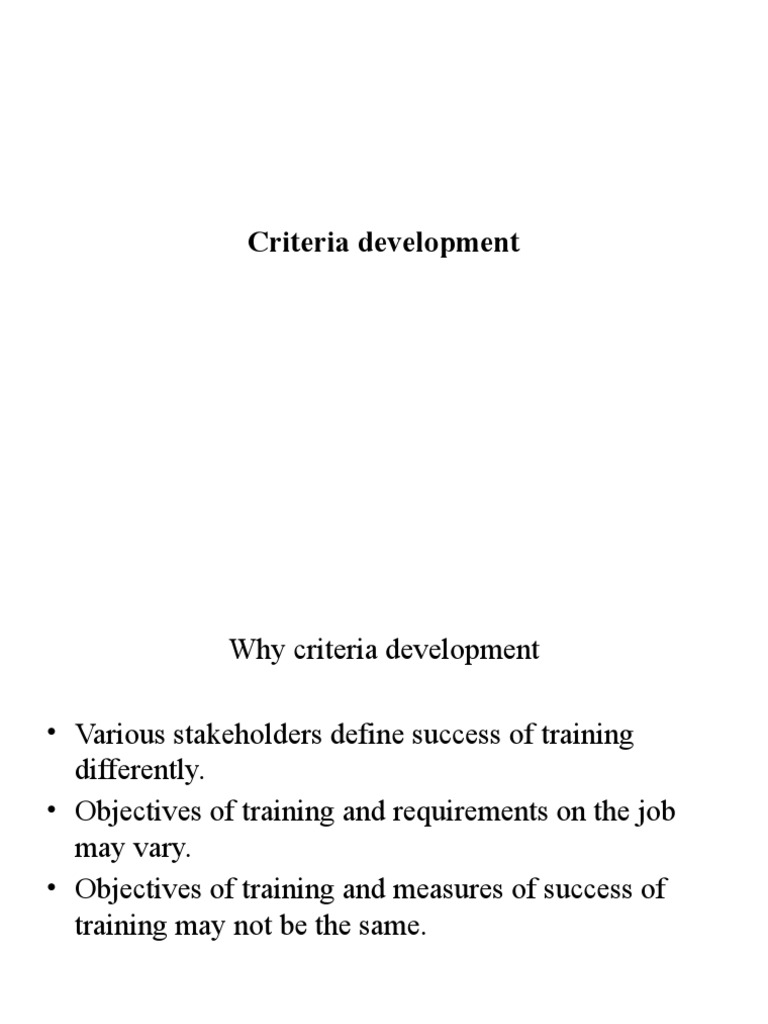Criteria Development | PDF | Evaluation | Educational Assessment