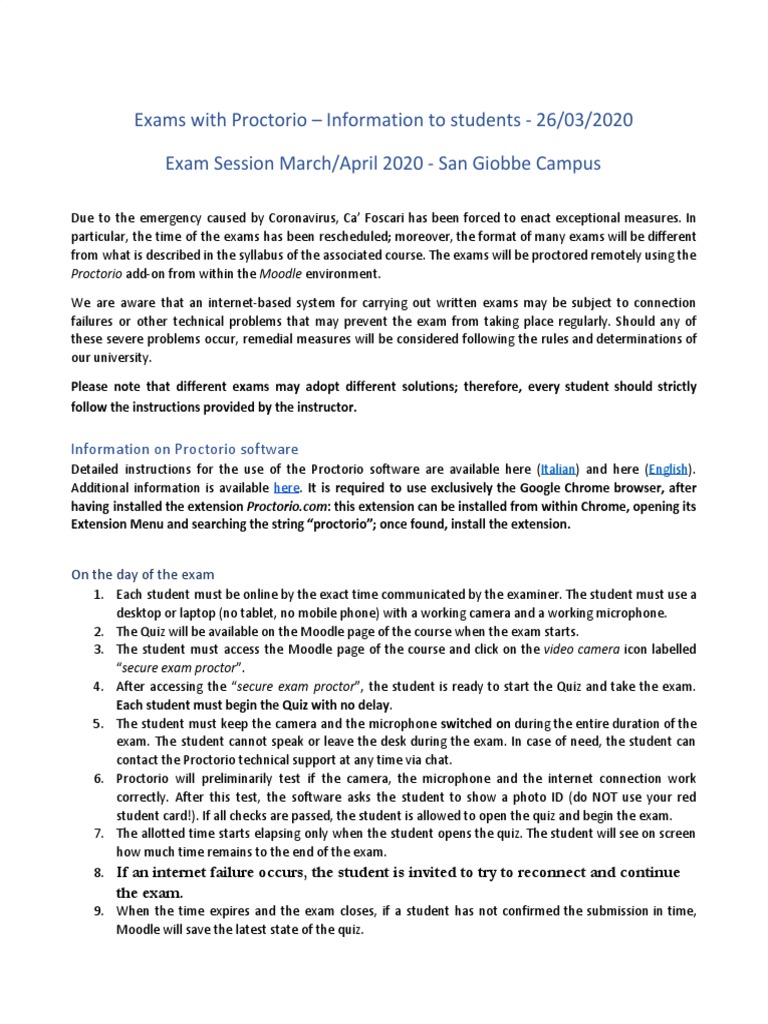 Exams With Proctorio Students 2603 | PDF | Test (Assessment) | Computing