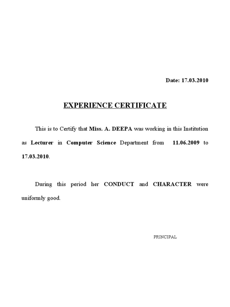 Experience Certificate & Relieving Order | PDF | Lecturer | Academia