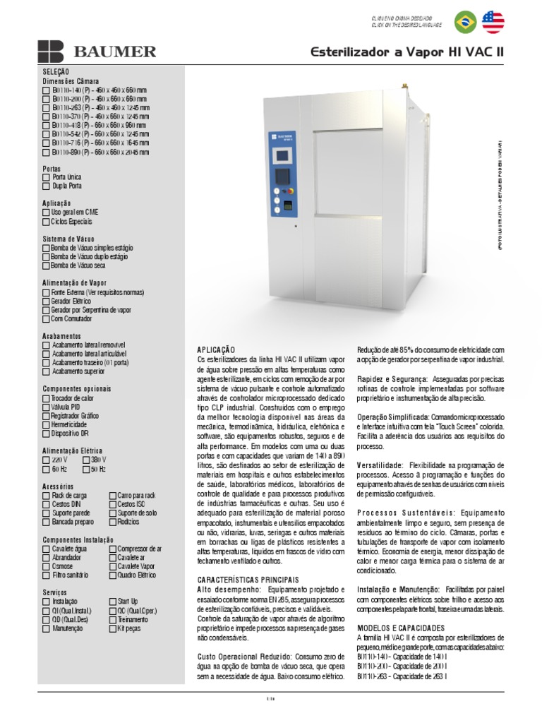 Baumer Folheto Tecnico Esterilizaor Hi Vac II 1.001 | PDF ... Baumer Folheto Tecnico Esterilizaor Hi Vac II 1.001 | PDF ...
