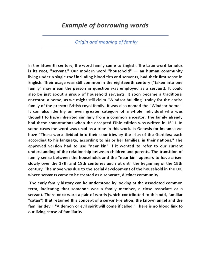 Example of Borrowing Words | PDF