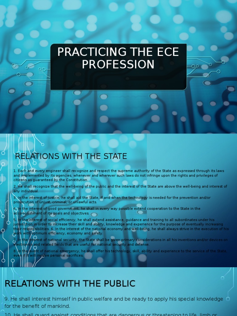 Practicing The Ece Profession | PDF | Engineer | Profession