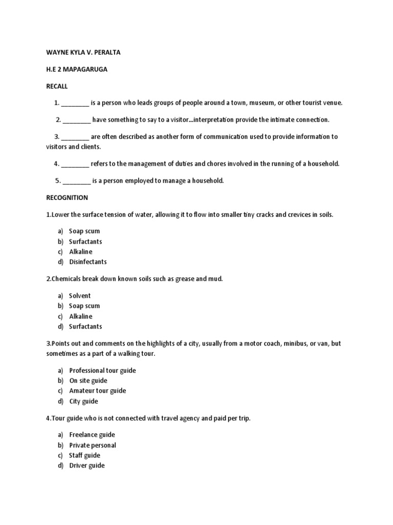 Wayne Kyla V. Peralta H.E 2 Mapagaruga Recall | PDF