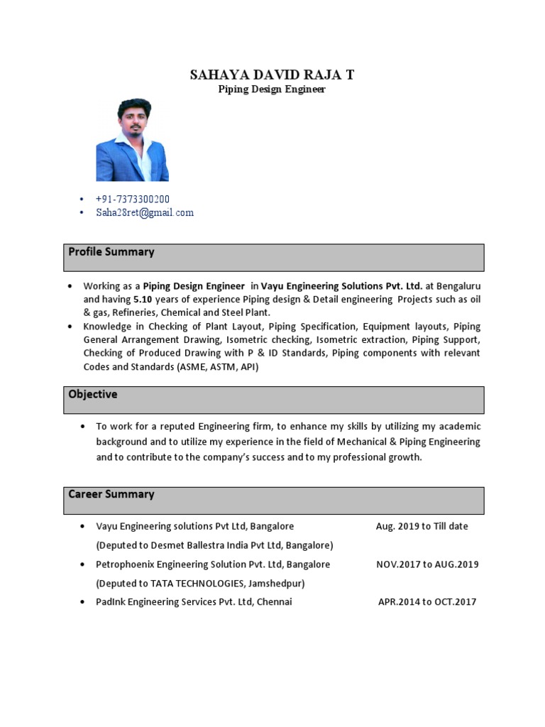 Piping Design Engineer CV | PDF | Auto Cad | Stove