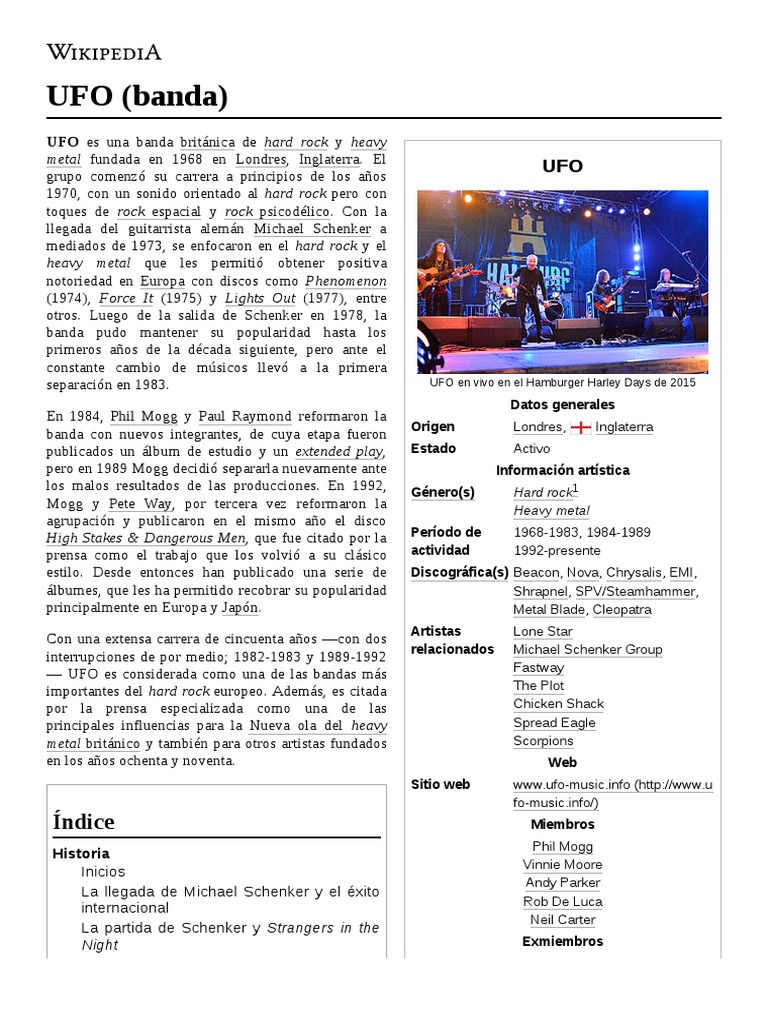 UFO (Banda) | PDF | La música rock | Entretenimiento (general)