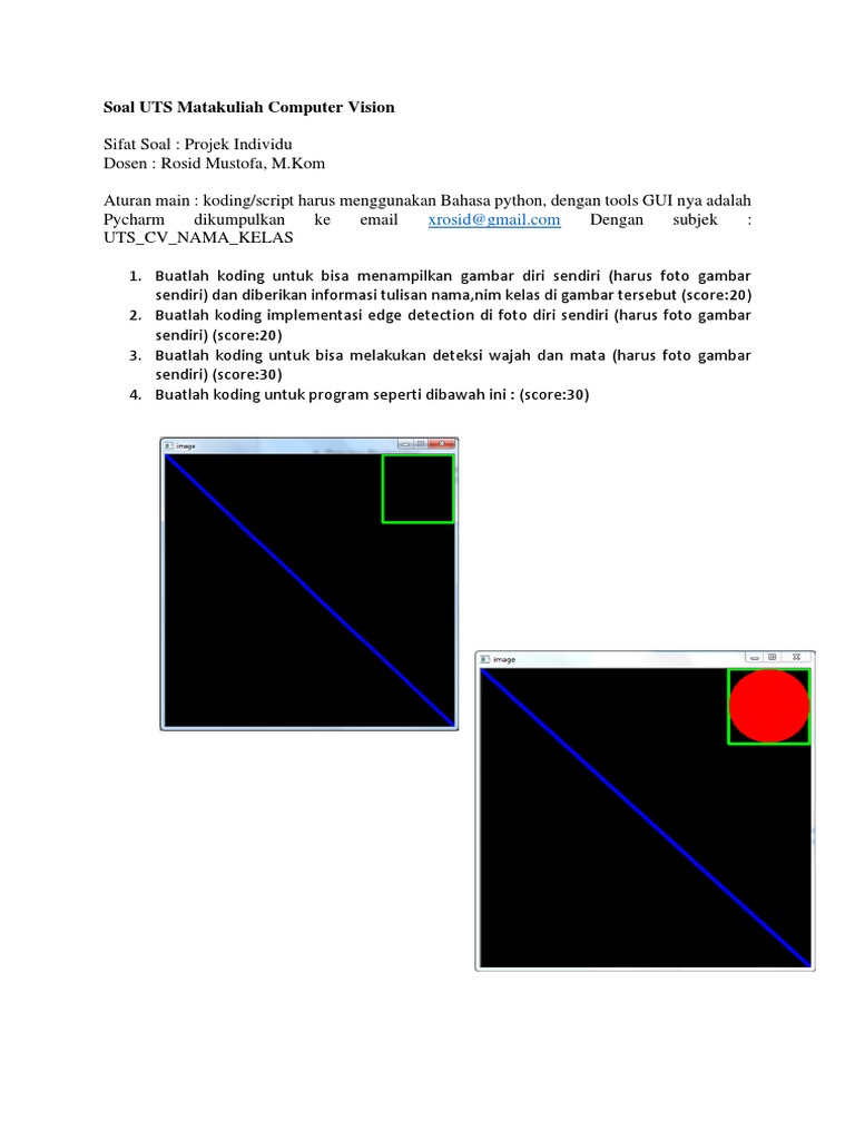 Soal UTS Matakuliah Computer Vision PDF | PDF