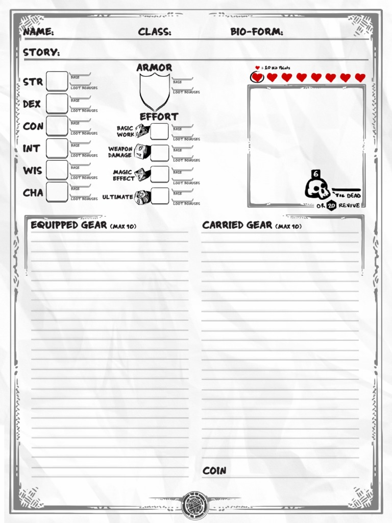 ICRPG - Character Sheet - Alfheim - Form Fillable PDF | PDF