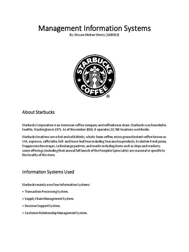 Management Information Systems: About Starbucks | PDF | Data Warehouse ...