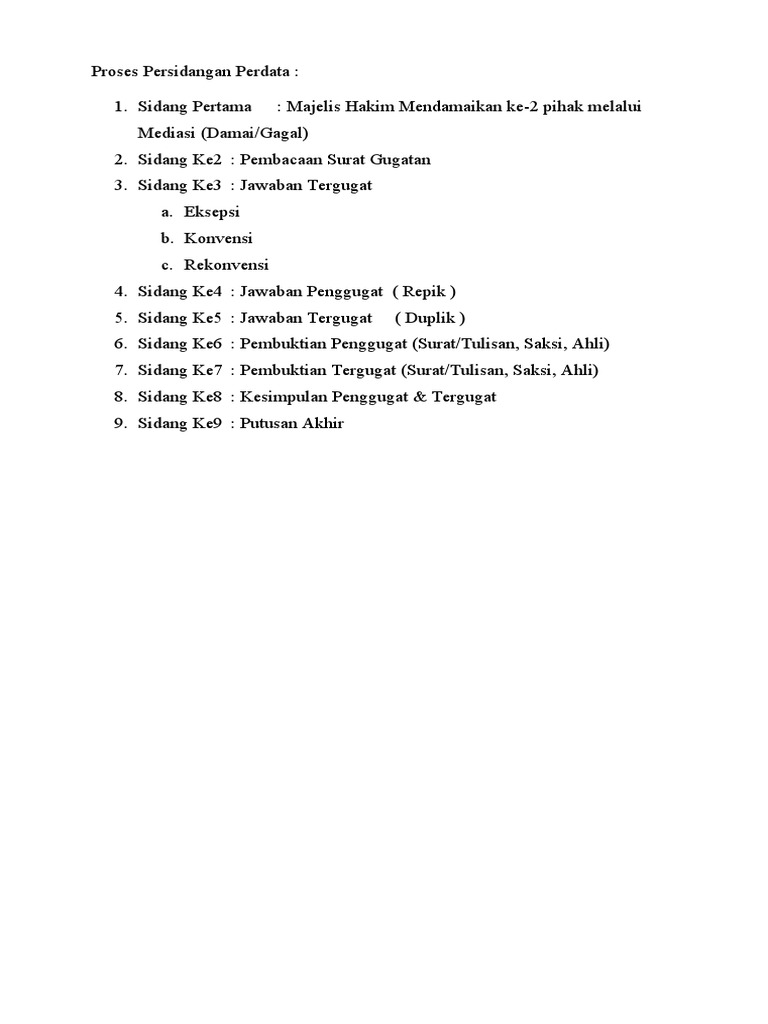 Proses Persidangan Perdata | PDF