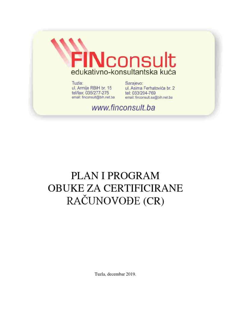 Plan I Program Obuke Za CR | PDF
