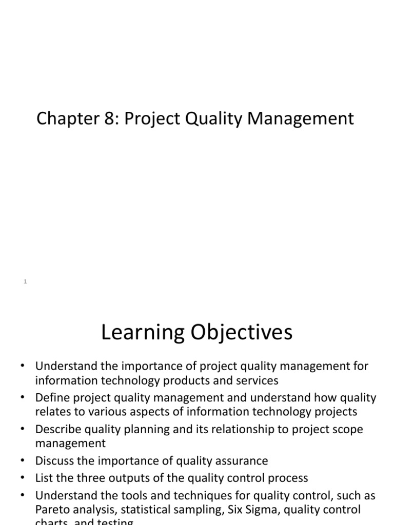 Chapter 6 Project Quality Control PDF | PDF | Six Sigma | Standard ...