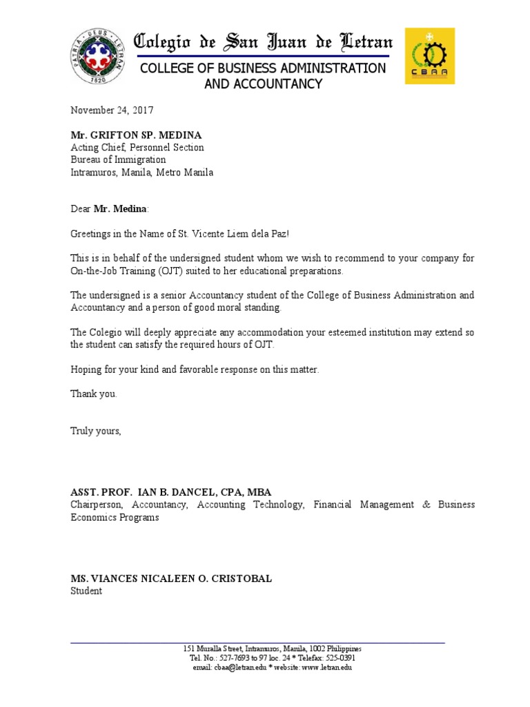 BOI Recommendation Letter | PDF
