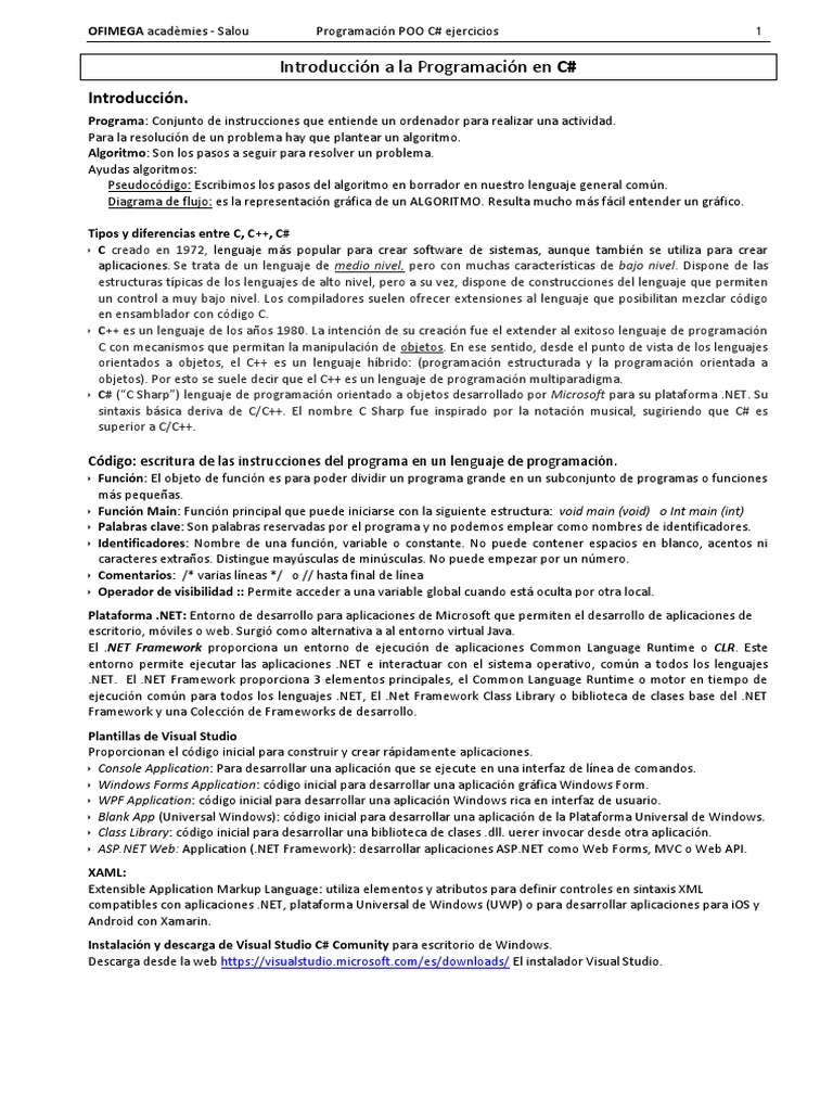 Csharp PDF | PDF | .NET Framework | C Sharp (lenguaje de programación)