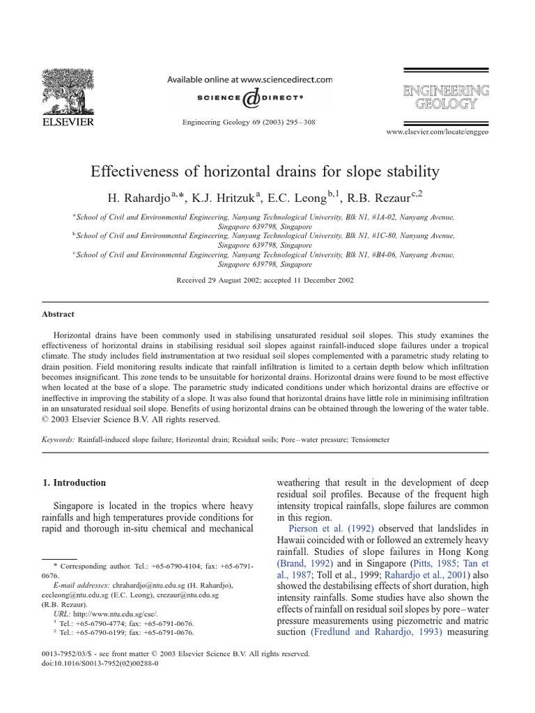 Horizontal Drains for Slope Stability | PDF | Drainage | Soil