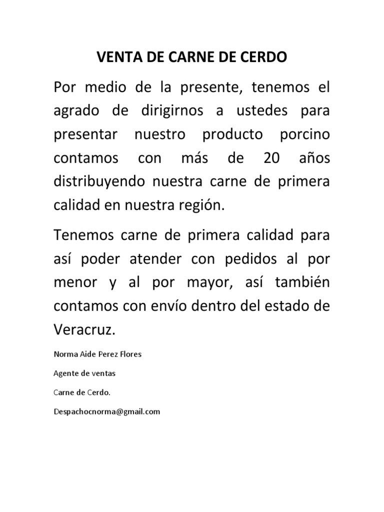 Venta de Carne de Cerdo | PDF