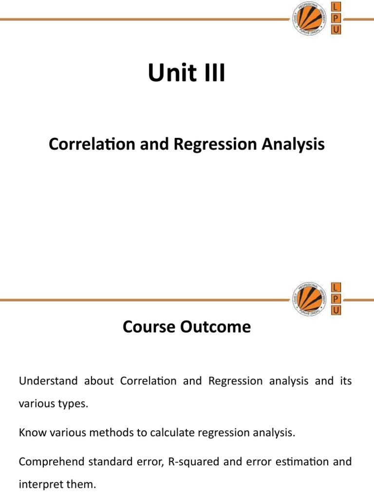 Unit III: Correlation and Regression Analysis | PDF | Correlation And Dependence | Errors And ...