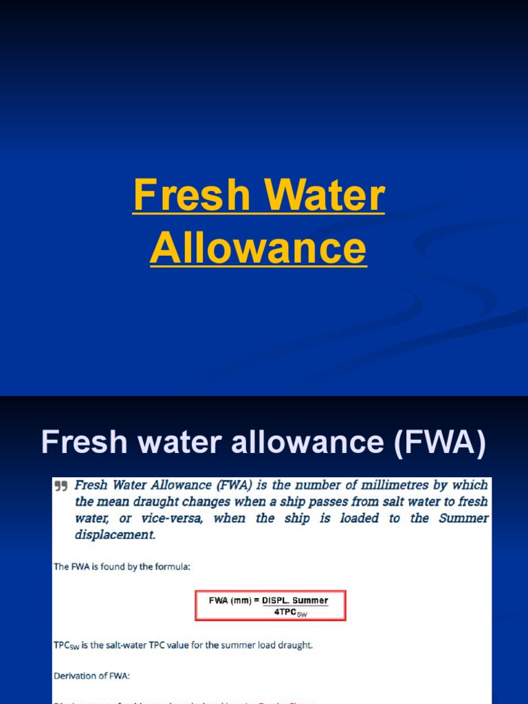 Fresh Water Allowance | PDF