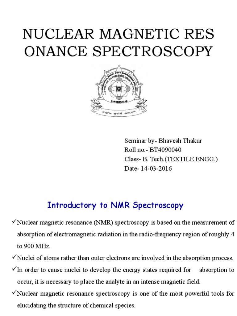NMR Spectroscopy Overview and History | PDF | Nuclear Magnetic ...
