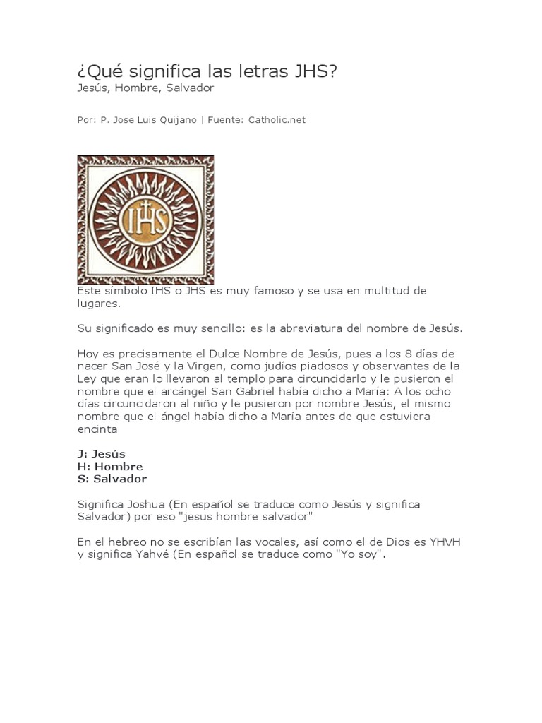Qué Significa Las Letras JHS | PDF | Religión y espiritualidad