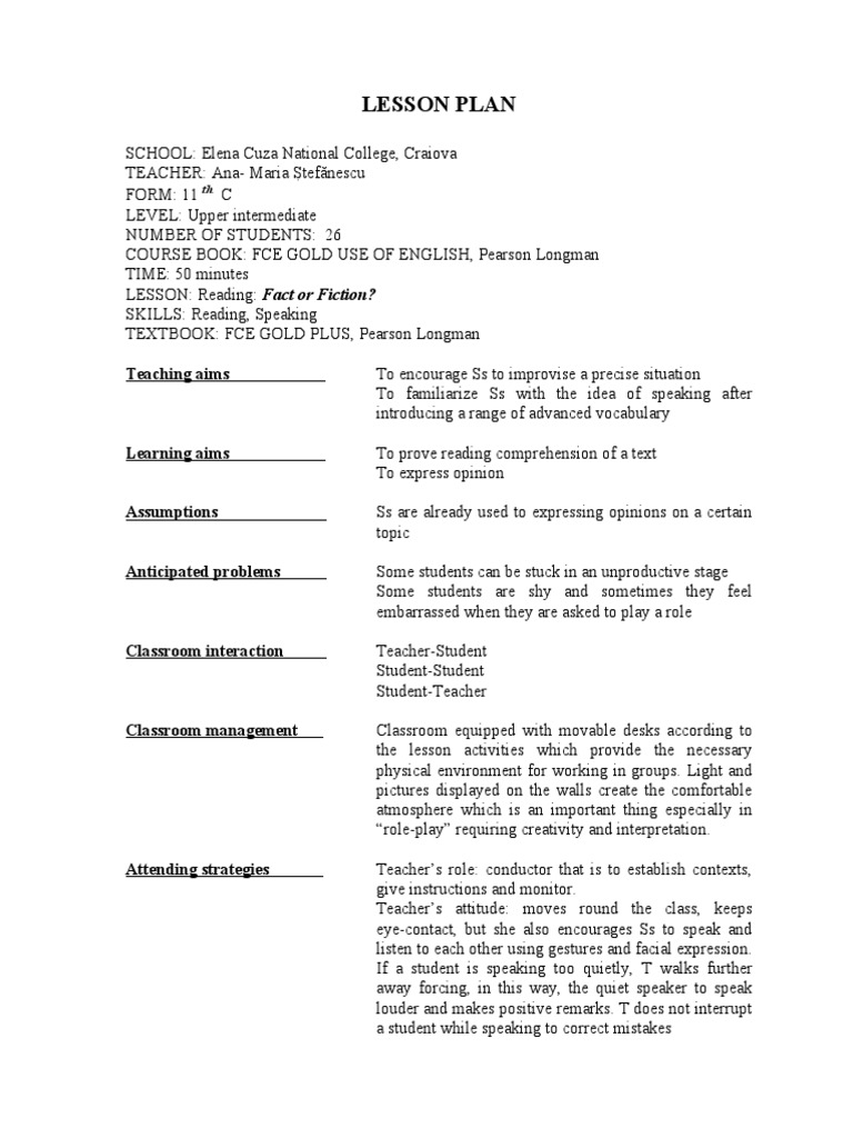 LESSON PLAN-11th Csem1 | PDF | Classroom | Lesson Plan