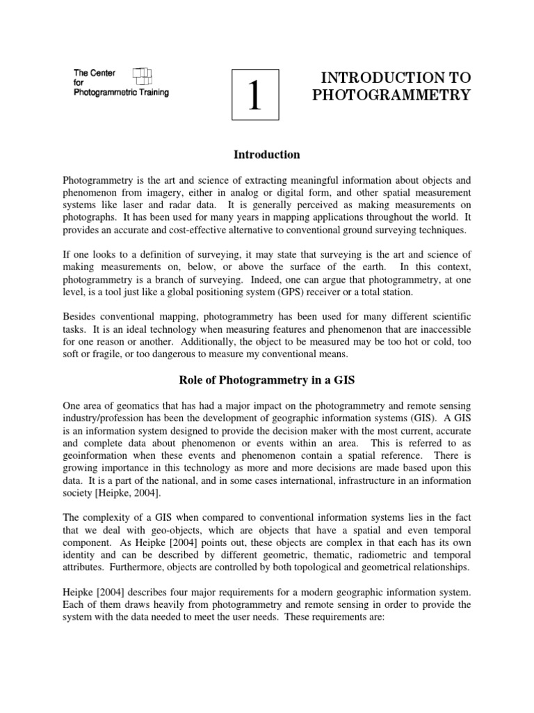 Bab 1 Introduction To Photogrammetry | PDF | Geographic Information ...