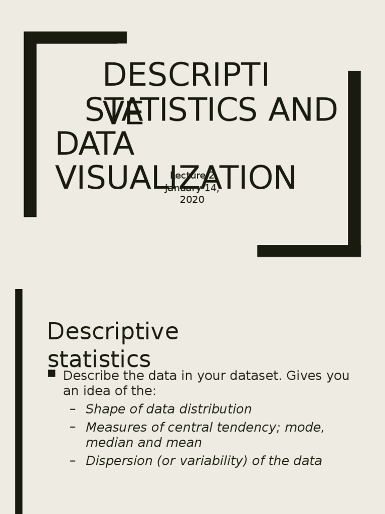 Descripti VE Statistics and Data Visualization: January 14, 2020 | PDF ...
