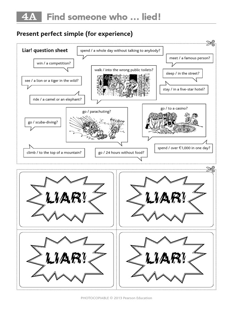 Liar! Liar! Liar! Liar!: Find Someone Who Lied! | PDF | Leisure