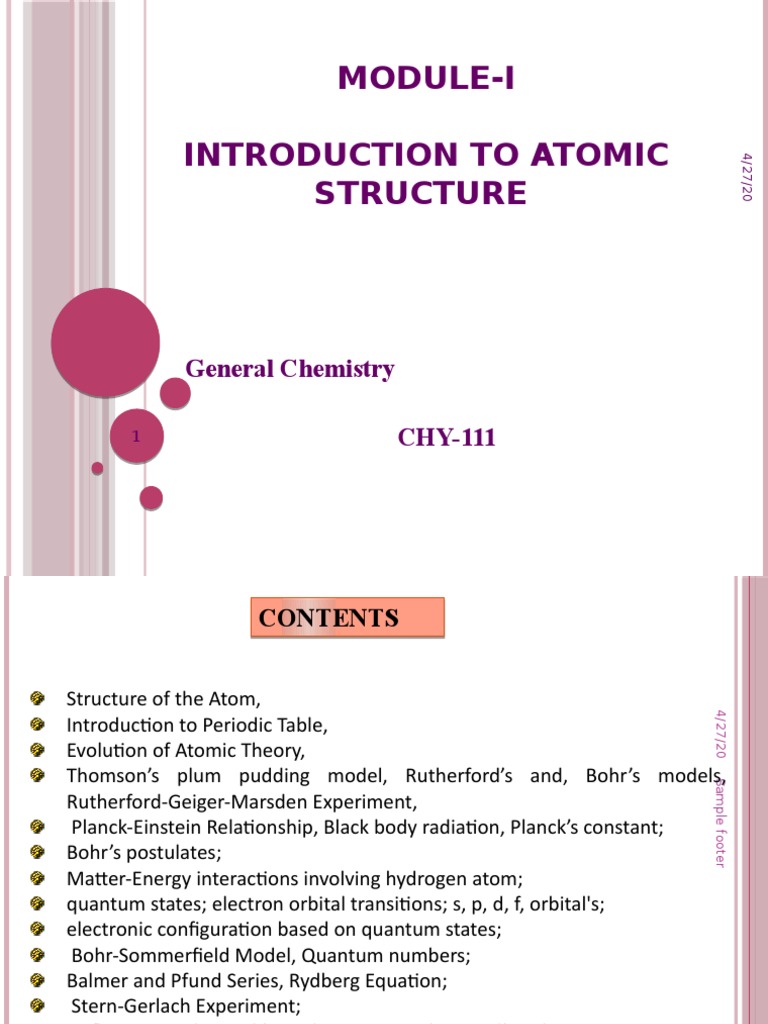Module 1 Atomic Structure Pdf Atomic Orbital Atoms