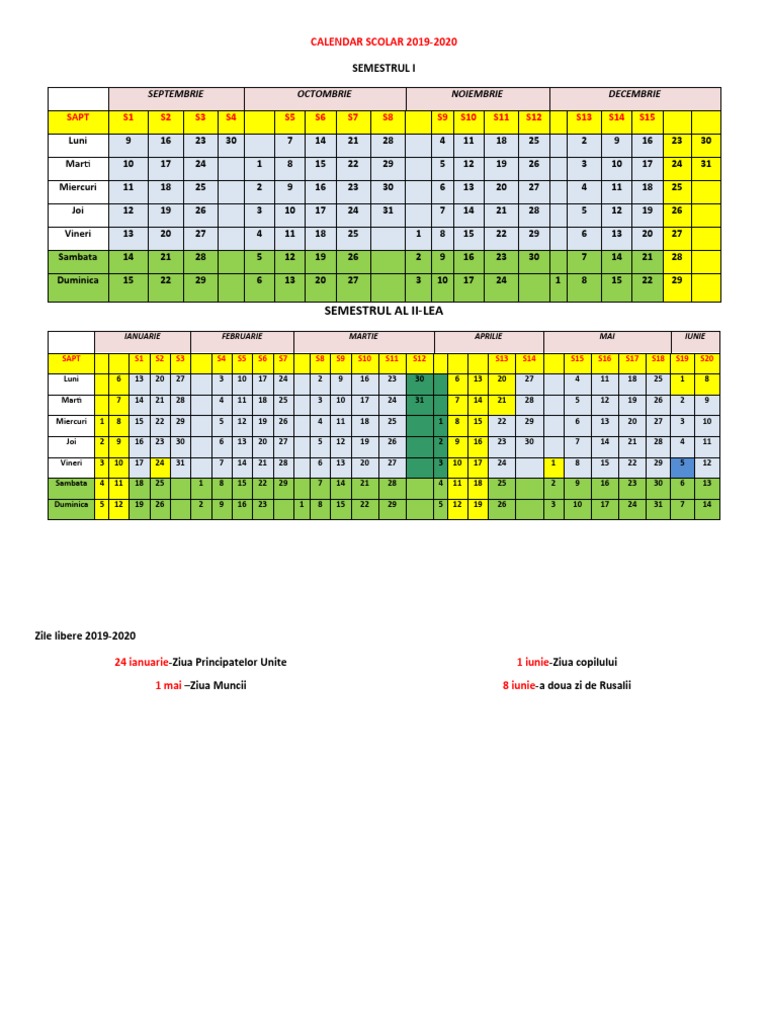 Calendar Scolar 2019-2020 ABC | PDF | Sports