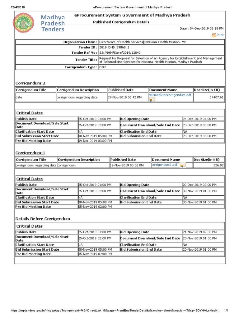 Telemedicine MP Tender | PDF | Supply Chain Management | Procurement