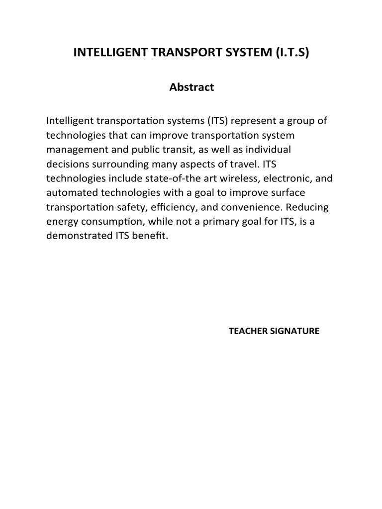Intelligent Transport System | PDF