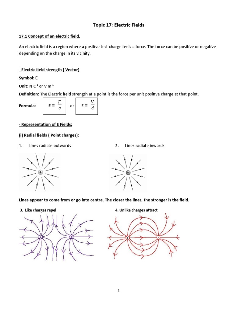 Topic 17 - Electric Fields | PDF | Electric Field | Electric Charge
