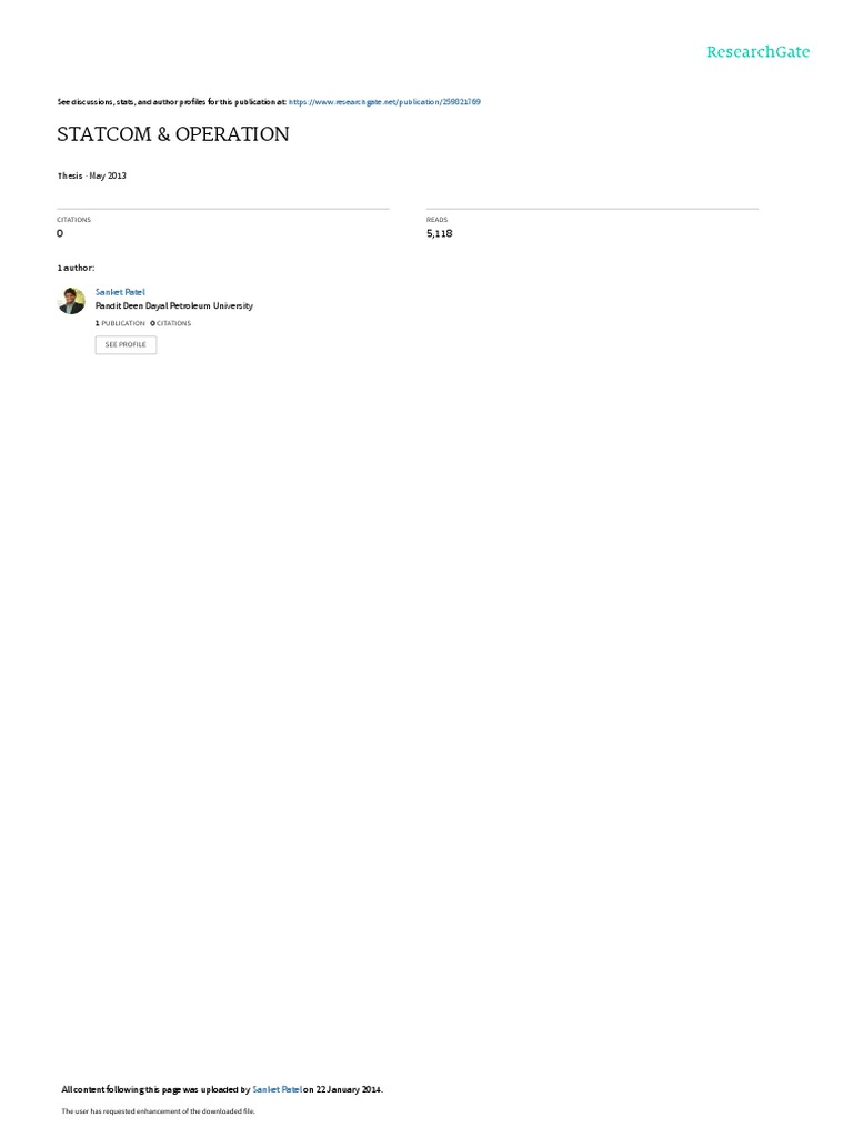 STATCOM Operation and Dynamic Stability Analysis | PDF