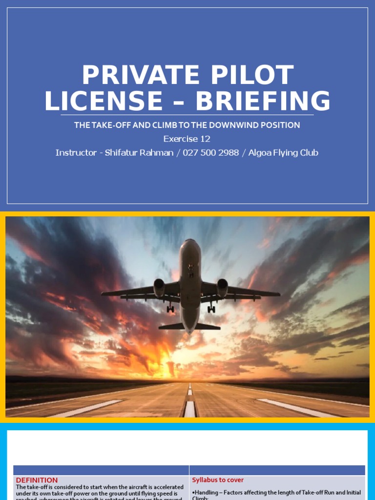 Briefing 12 Take Off and Climb To Downwind | PDF | Takeoff | Runway