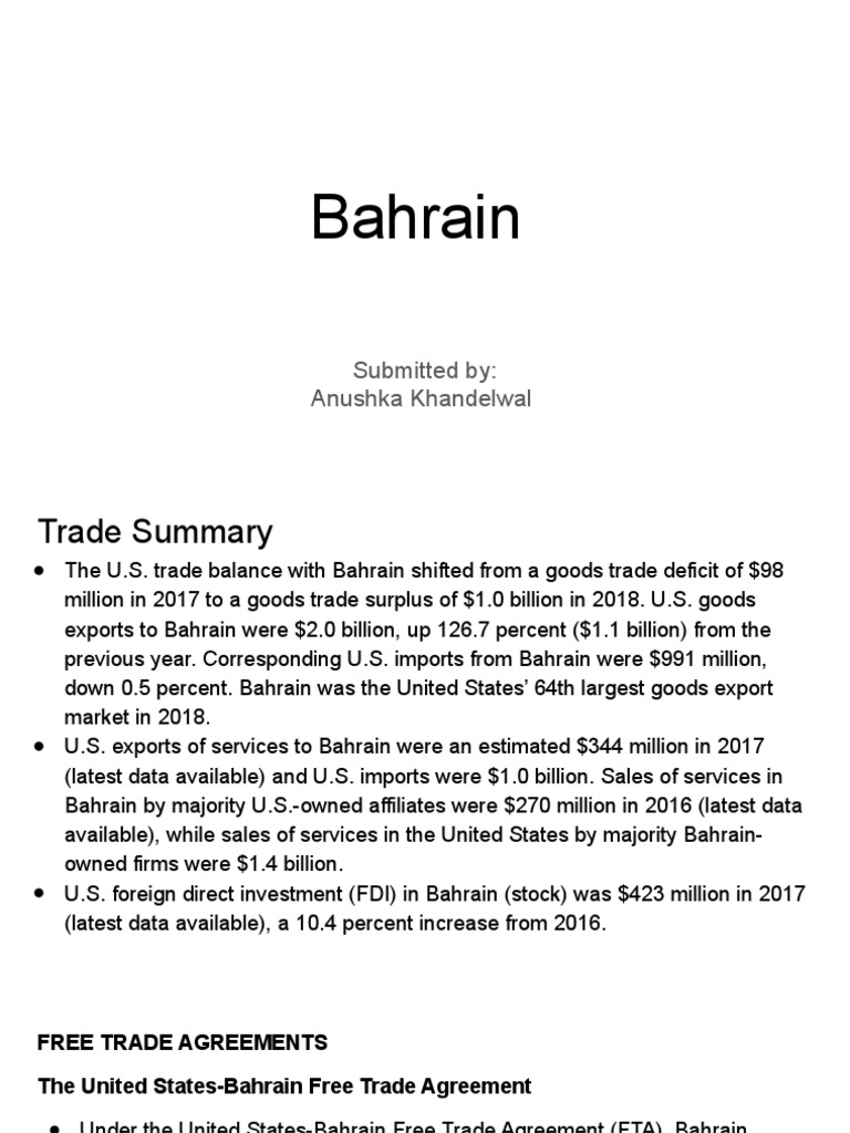 Bahrain Trade Report | PDF | North American Free Trade Agreement ...