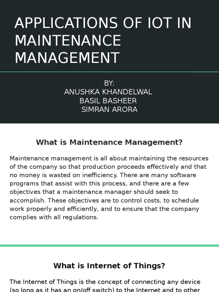 Applications of Iot in Maintenance Management | PDF | Internet Of ...