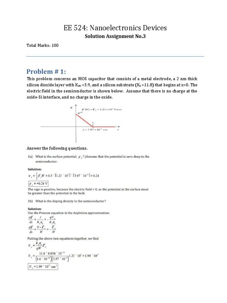 MOS Capacitor Analysis and Solutions | PDF | Teaching Methods & Materials | Science & Mathematics