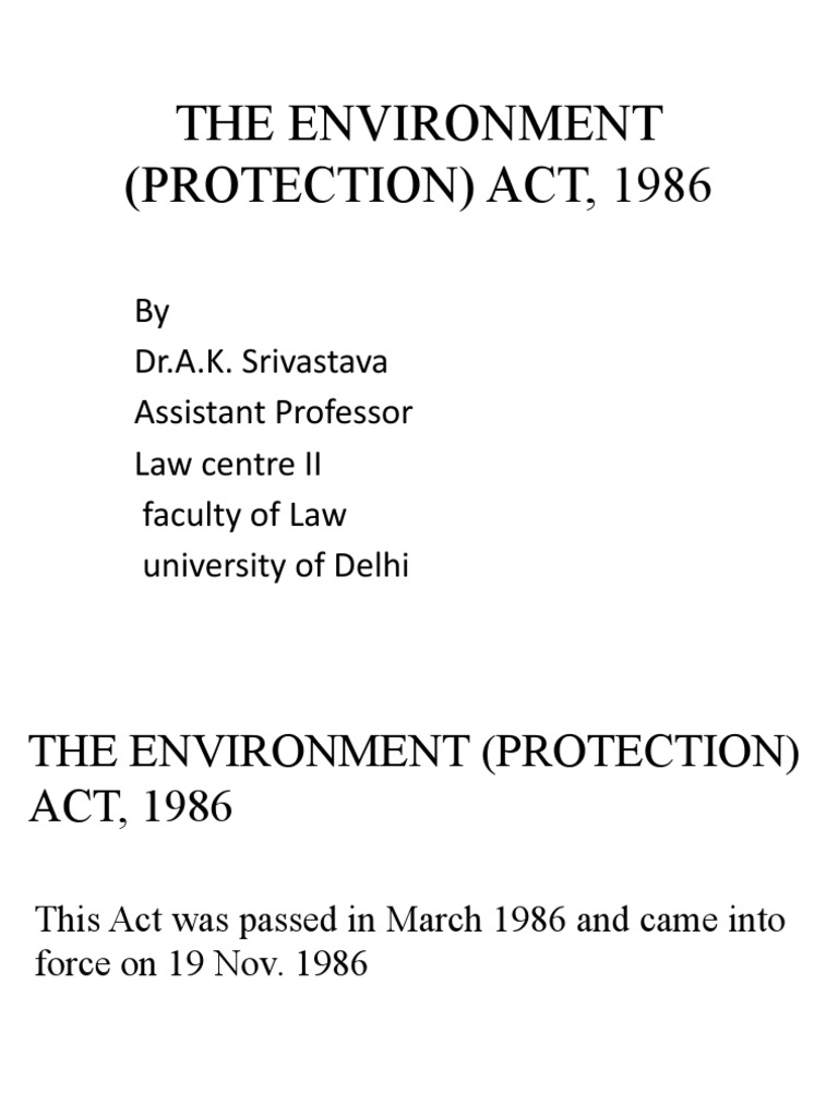 The Environment (Protection) Act, 1986 | PDF | Emission Standard | Pollution