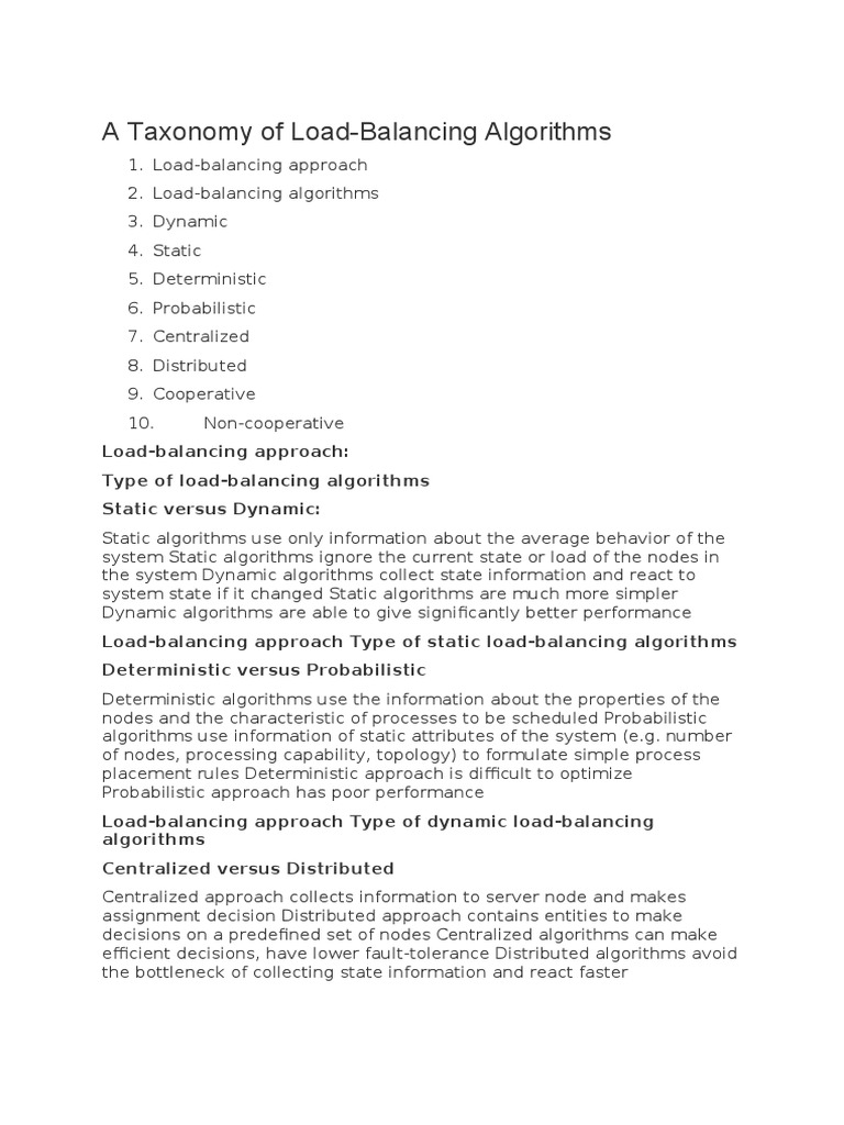 Load Balancing Approach | PDF | Load Balancing (Computing) | Process ...