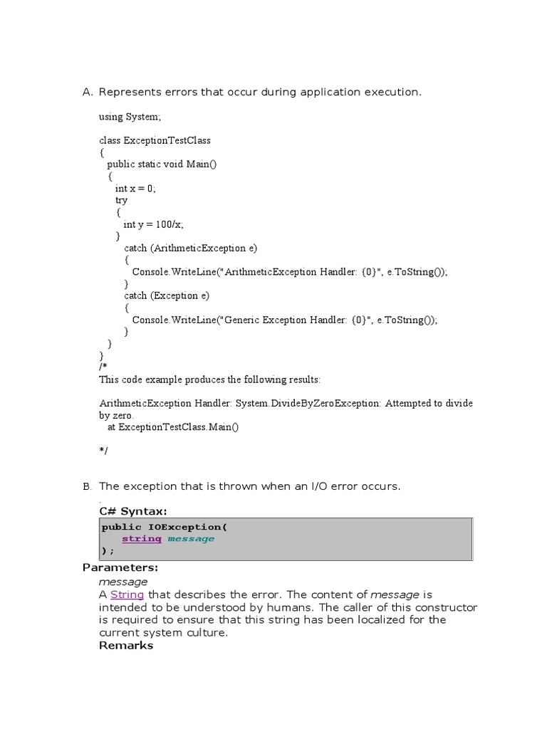 Represents Errors That Occur During Application Execution | PDF | Parameter (Computer ...
