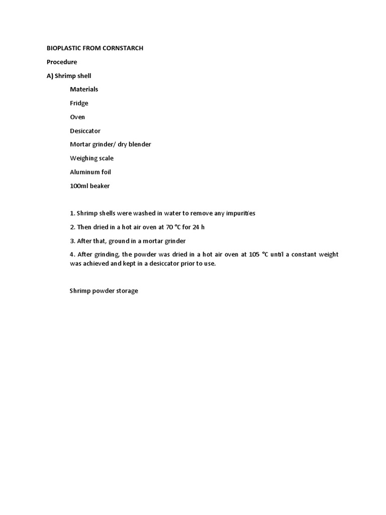 Bioplastic from Cornstarch and Shrimp Shell | PDF | Soil | Chemical ...