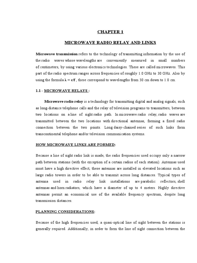 Microwave Radio Relay and Links | PDF | Radio | Antenna (Radio)
