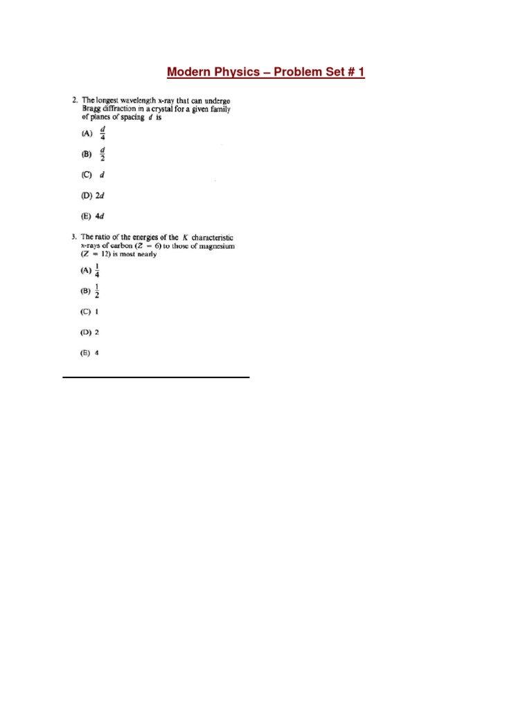 Modern Physics - Problem Set # 1 | PDF