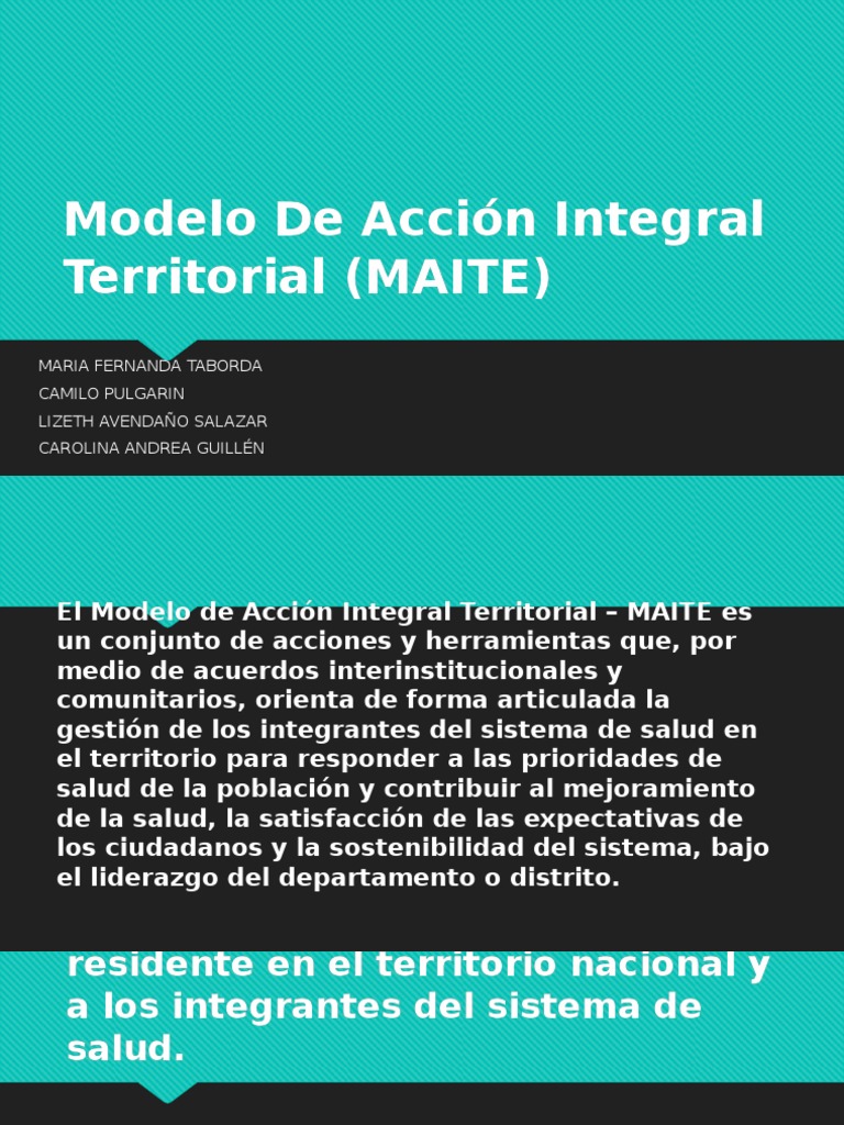 Modelo de Acción Integral Territorial (MAITE) | PDF
