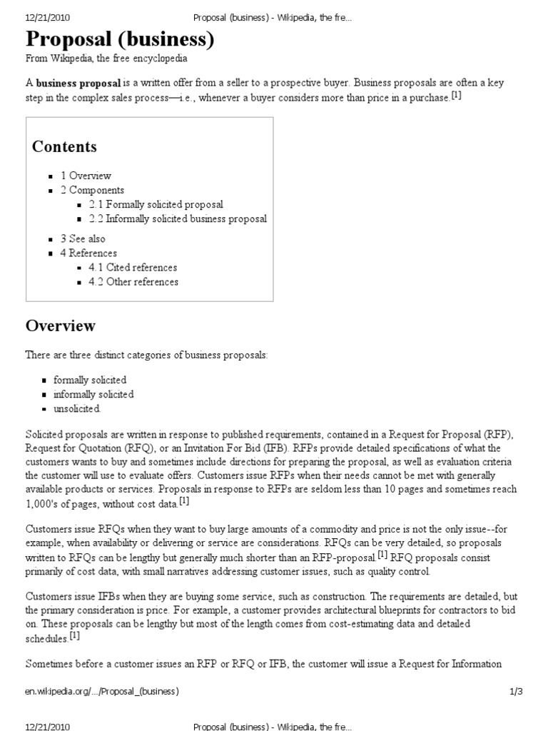 Proposal Business) - Wikipedia, The Free Encyclopedia | PDF | Request ...
