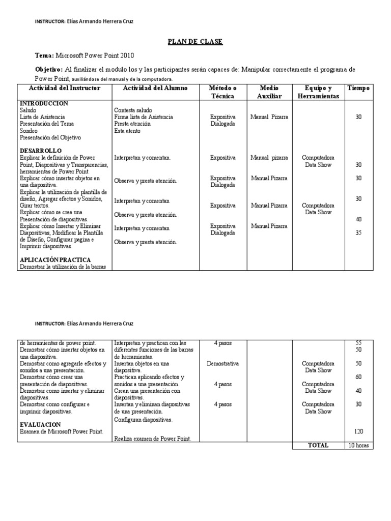 Plan de Clase Power Point | PDF | Microsoft PowerPoint | Informática