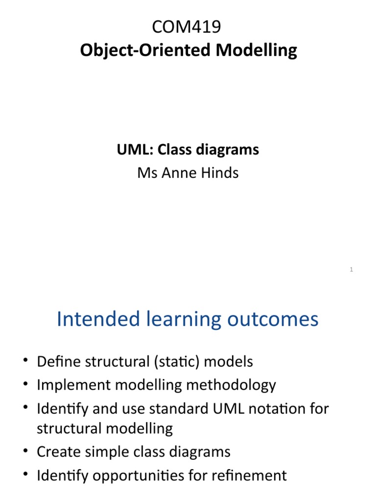 Object-Oriented Modelling: UML: Class Diagrams | PDF | Class (Computer Programming) | Conceptual ...