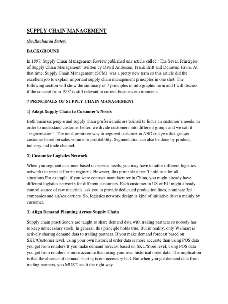 7 Principles of Supply Chain Management | PDF | Supply Chain | Logistics