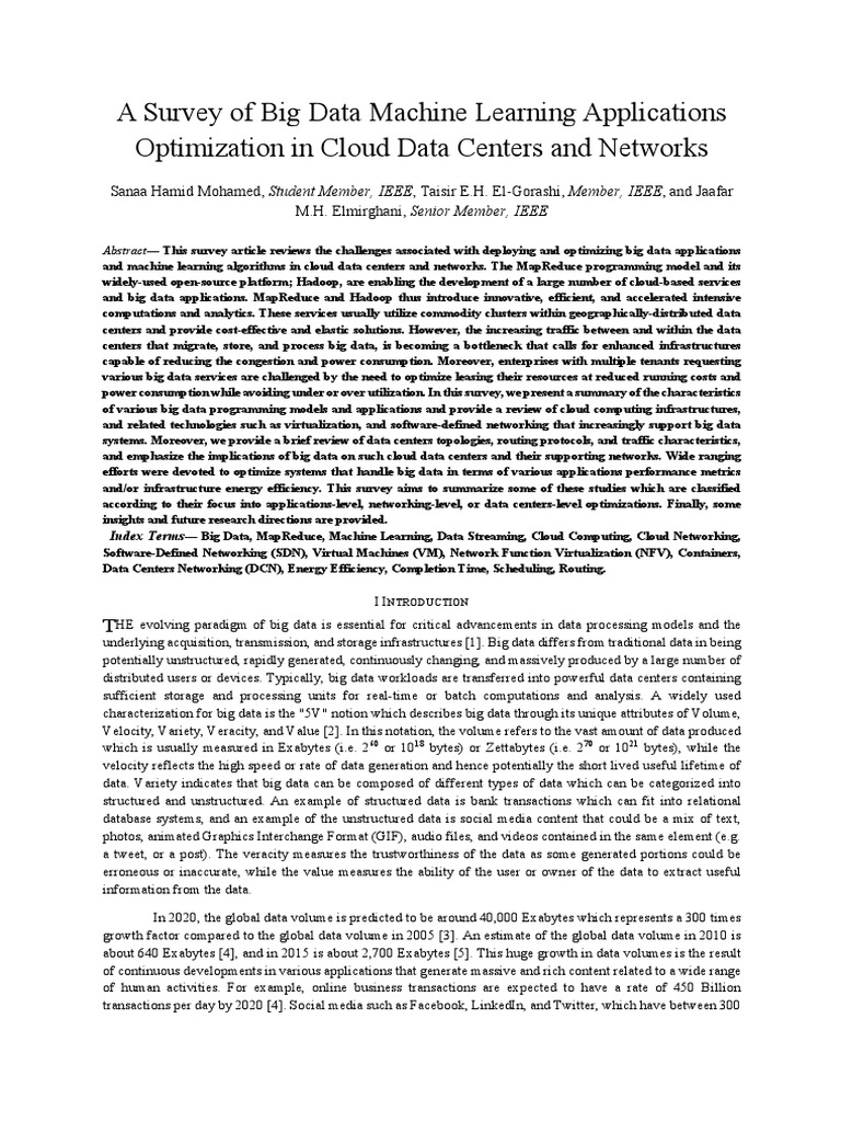 A Survey of Big Data Machine Learning Applications Optimization in Cloud Data Centers and ...